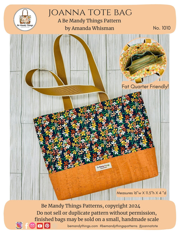 Joanna Tote Bag Pattern - PDF Version - Be Mandy Things