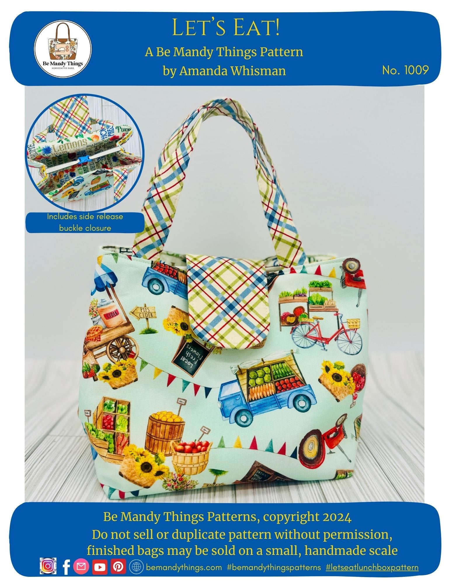 Let’s Eat Lunchbox Pattern | Structured & Insulated Bag Sewing PDF - Be Mandy Things
